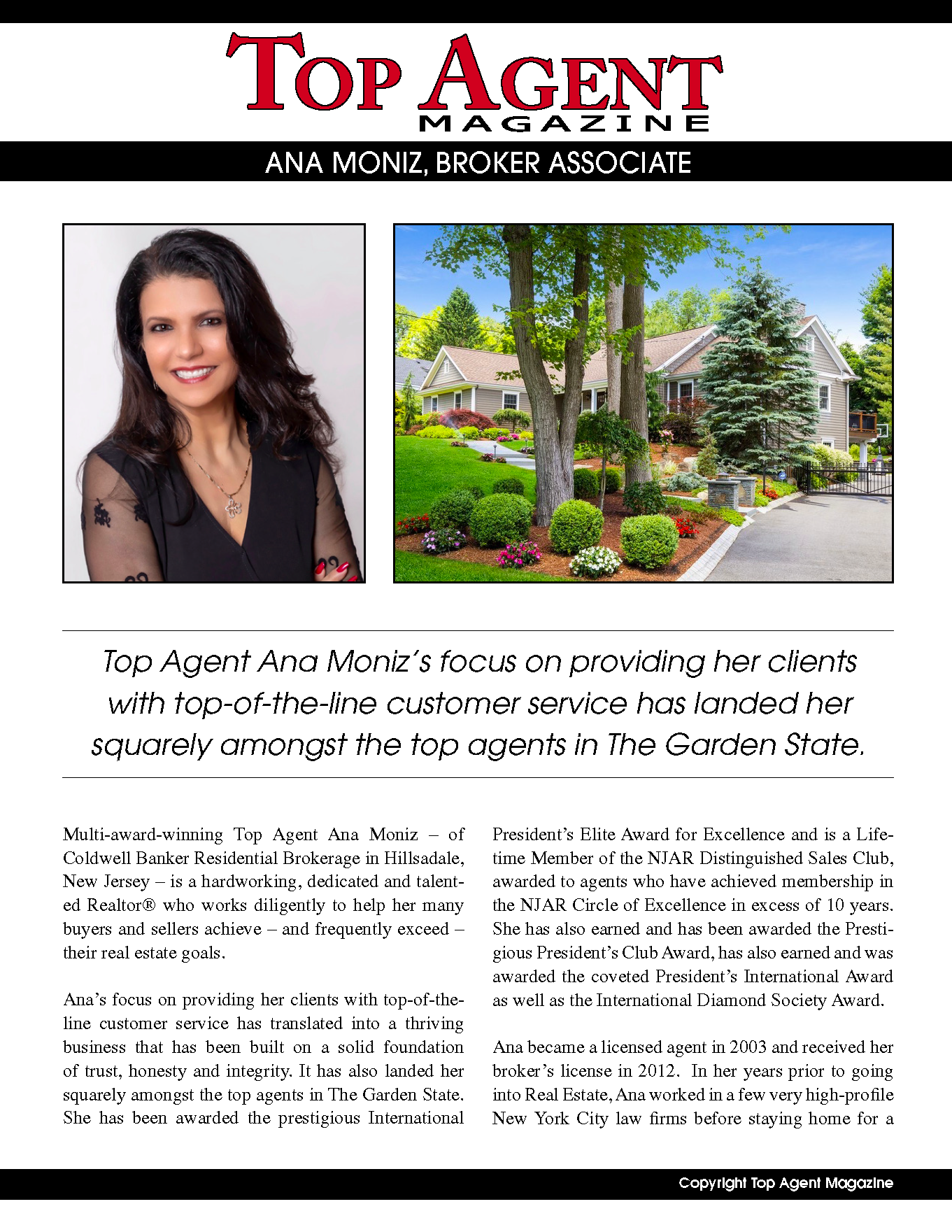 Ana Moniz Appears in Top Agent Magazine! | Bergen County Real Estate
